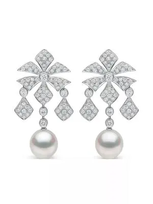 Yoko London 18kt White Gold South Sea Pearl And Diamond Earrings - Silver