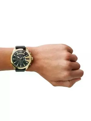 DIESEL® Chronograph Stainless Steel And Leather Strap Watch