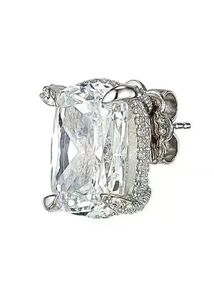 ANABELA CHAN 18kt White Gold Cushion Wing Diamond Earrings - Silver