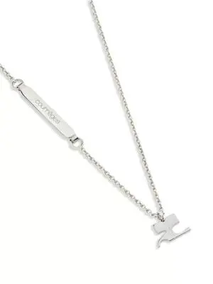 COURREGES Tone Chain Necklace With Logo Pendant