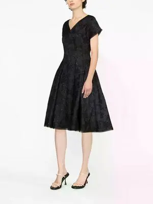 Talbot Runhof Patterned Jacquard Sequin Midi Dress
