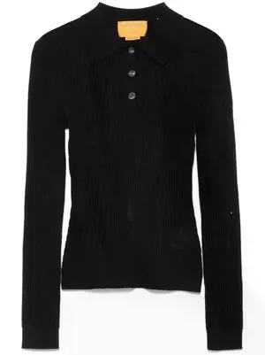 Guest In Residence Shrunken Cashmere Polo Top - Black
