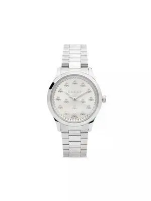 Gucci G-timeless Stainless Steel Watch With Bee Motif - Silver