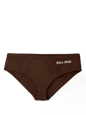 Miu Miu Logo Bikini Bottoms - Brown