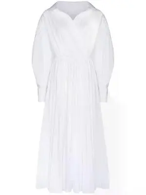 Valentino Garavani Wrap Pleated Shirt Dress - White
