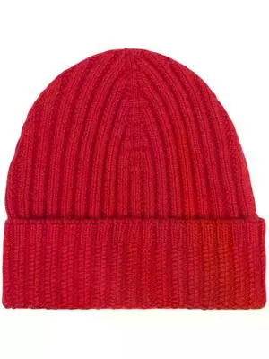 BARRIE Cashmere Ribbed Beanie - Red