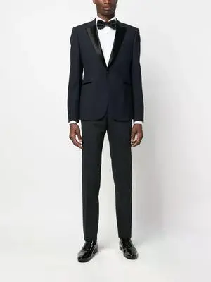 Emporio Armani Satin-trim Single-breasted Suit - Blue