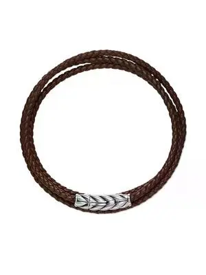 David Yurman Sterling And Leather Braided Bracelet