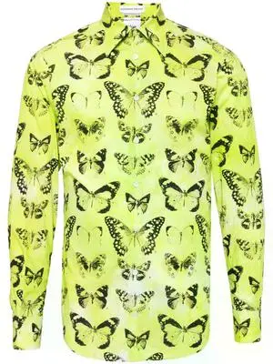 STAIN SHADE Butterfly Print Cotton Shirt - Green