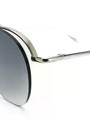 EQUE.M Silver Tone Round Frame Sunglasses