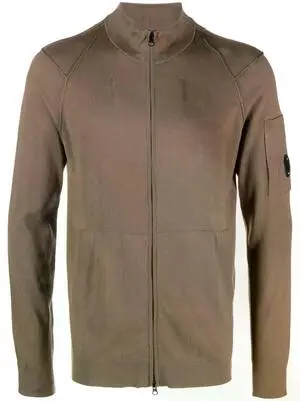 C.P. COMPANY Lens Detail Cotton Zip-up Cardigan - Brown