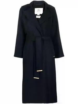 Woolrich Belted Wool Blend Coat - Blue