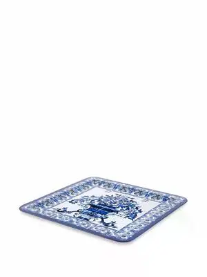 Dolce & Gabbana Large Mediterraneo-print Wooden Tray - Blue