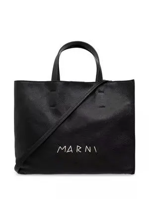 Marni Logo-print Leather Tote Bag - Black