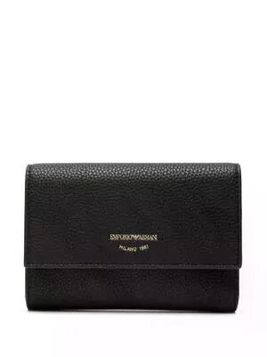 Emporio Armani Logo-plaque Grained-faux Leather Wallet - Black