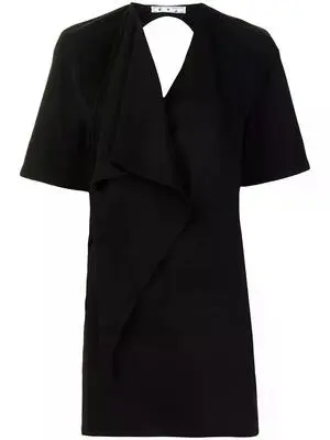 Off-White Short-sleeve Backless Dress - Black