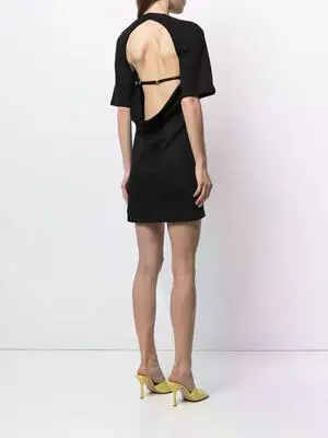 Off-White Short Sleeve Backless Dress