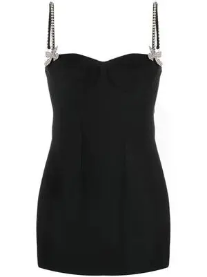 AREA Butterfly Crystal-embellished Mini Dress