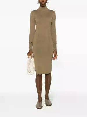JOSEPH Roll Neck Knitted Midi Dress - Brown