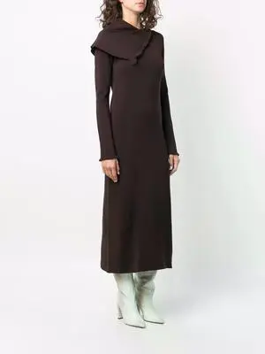 JIL SANDER Asymmetrical Collar Maxi Dress