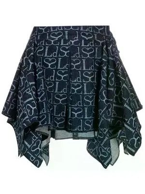 LUDOVIC DE SAINT SERNIN Monogram Asymmetric Miniskirt