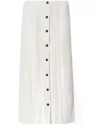 Proenza Schouler White Label Ribbed Knit Button-front Midi Skirt - Neutrals