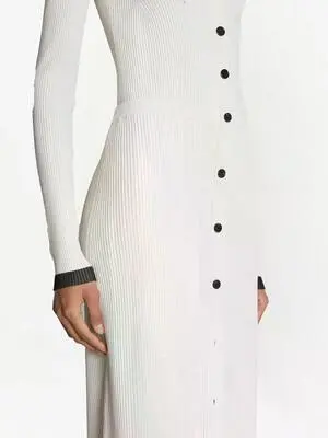Proenza Schouler White Label Ribbed Knit Button-front Midi Skirt - Neutrals