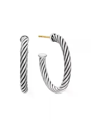David Yurman Sterling Cable Hoop Earrings - Silver