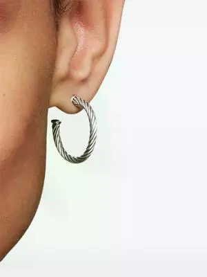 David Yurman Sterling Cable Hoop Earrings