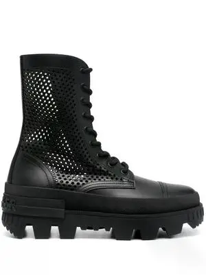 Moncler Carinne Perforated Lace-up Ankle Boots - Black