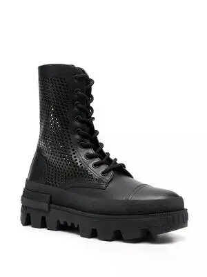 Moncler Carinne Perforated Lace-up Ankle Boots - Black