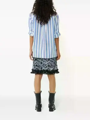 GANNI Striped Organic Cotton Shirt - Blue