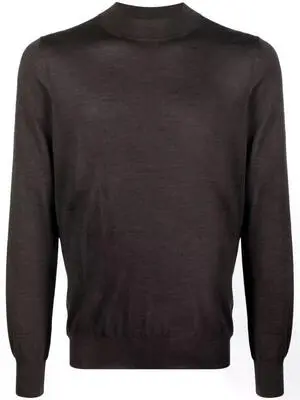 BARBA NAPOLI High-neck Virgin Wool Jumper - Brown