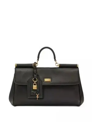 Dolce & Gabbana Medium Sicily Logo-plaque Tote Bag - Black