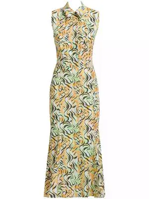 Marni Floral-print Cut-out Midi Shirt Dress - Orange