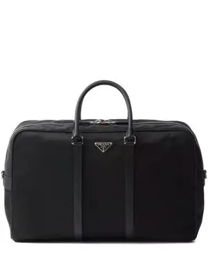 Prada Re-nylon Duffel Bag With Leather Trim - Black
