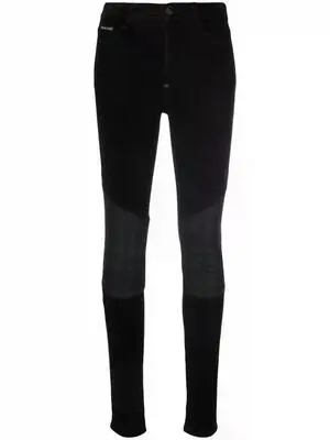 Philipp Plein Leather-inset High-waist Skinny Jeans