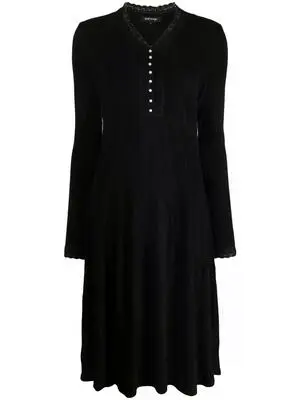 TOUT A COUP Ribbed V-neck Midi Dress