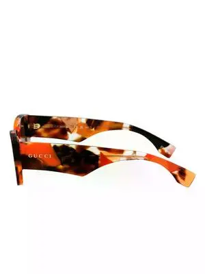 Gucci Tortoiseshell-effect Rectangle-frame Sunglasses