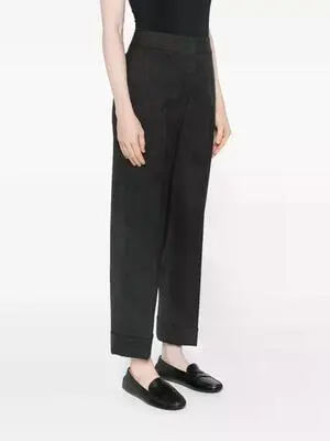 Peserico Charcoal Wool Blend Mélange Tapered Trousers