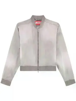 DIESEL® Lyocell Logo Embroidered Bomber Jacket - Grey