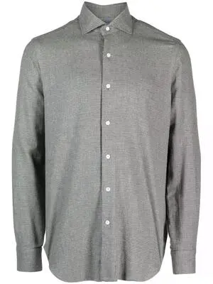 BARBA NAPOLI Check-print Cotton Shirt - Grey