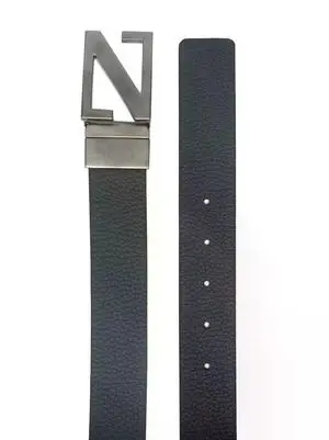 Zegna Logo Buckle Leather Belt