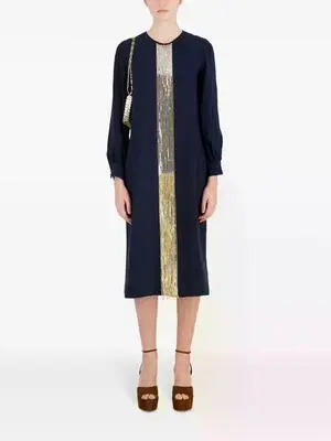 PAULA Embroidered Silk Midi Dress