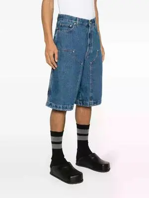 Palm Angels Monogram Embroidered Denim Shorts