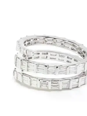 ANITA KO 18kt White Gold Three Row Baguette Diamond Coil Ring