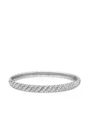 David Yurman 18kt White Gold Diamond Cable Bangle