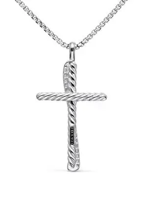 David Yurman Sterling Pavé Diamond Cross Pendant Necklace