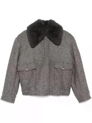 Stella McCartney Spread Collar Textured Wool Blend Coat
