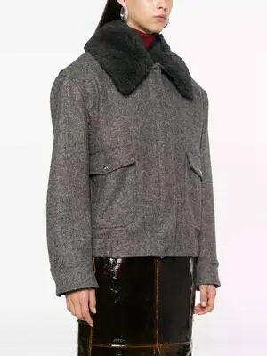 Stella McCartney Spread Collar Textured Wool Blend Coat
